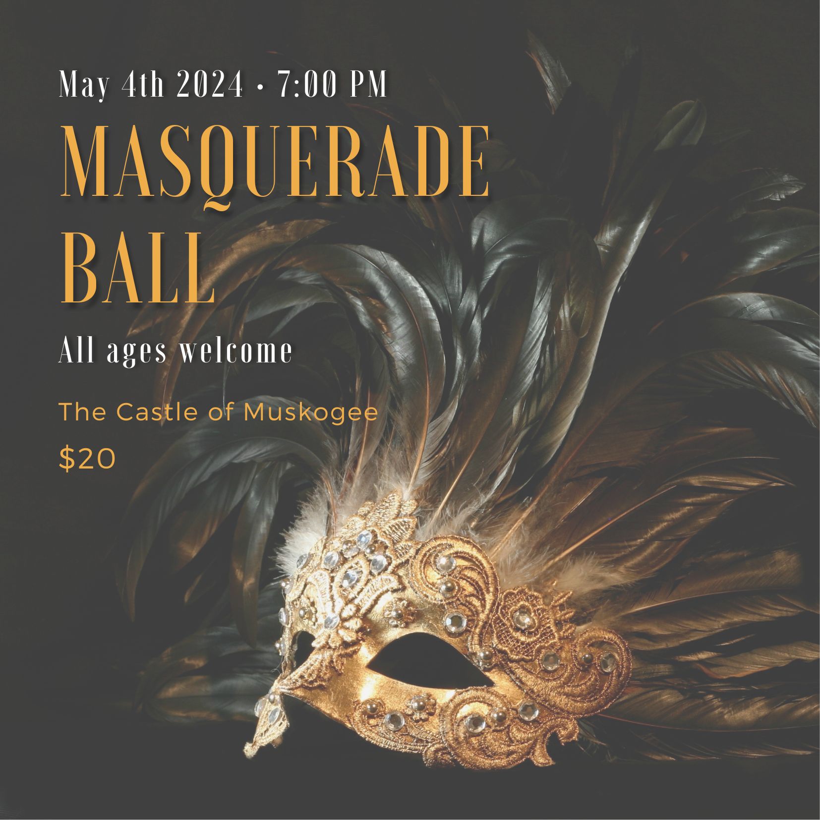 Black Gold Mask Masquerade Invitation – Oklahoma Castle | Family ...